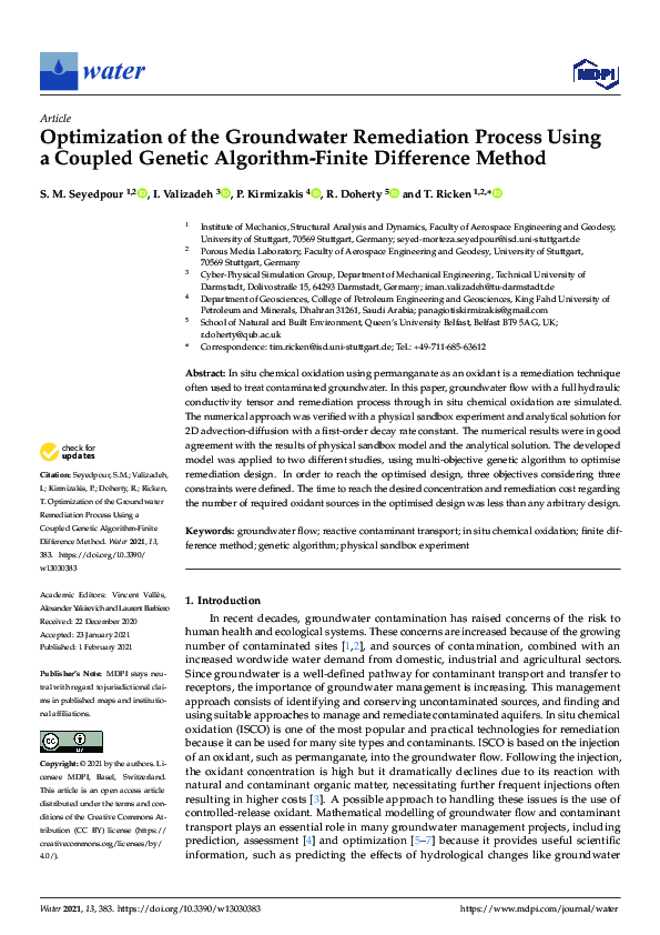 (PDF) Optimization of the Groundwater Remediation Process Using a Coupled Genetic Algorithm ...