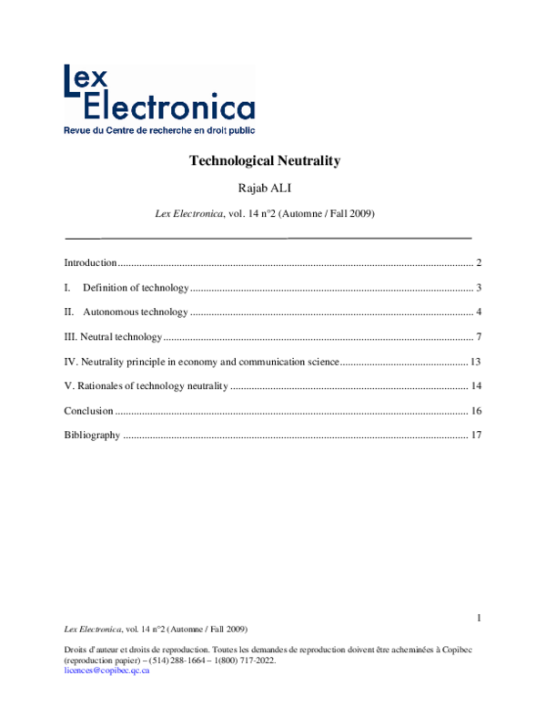 (PDF) Technological Neutrality