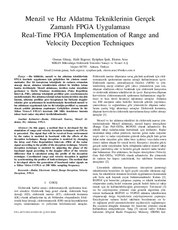 Pdf Real Time Fpga Implementation Of Range And Velocity Deception Techniques