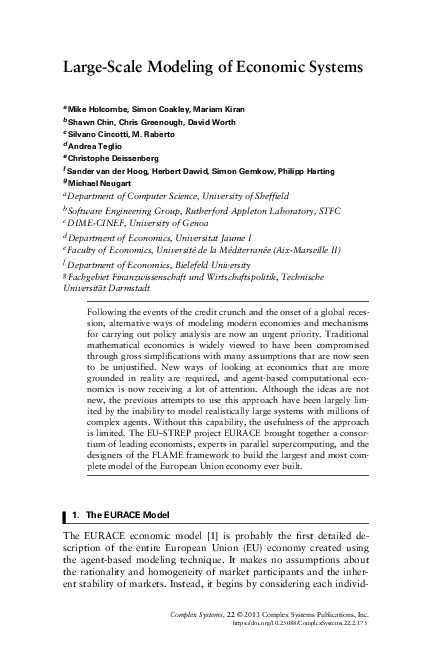 (PDF) Large-Scale Modeling of Economic Systems