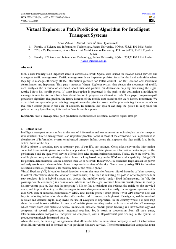 Pdf Virtual Explorer A Path Prediction Algorithm For Intelligent Transport Systems