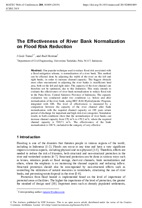 (PDF) The Effectiveness of River Bank Normalization on Flood Risk Reduction