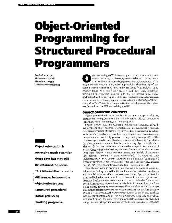 (PDF) Object-Oriented programming for structured procedural programmers