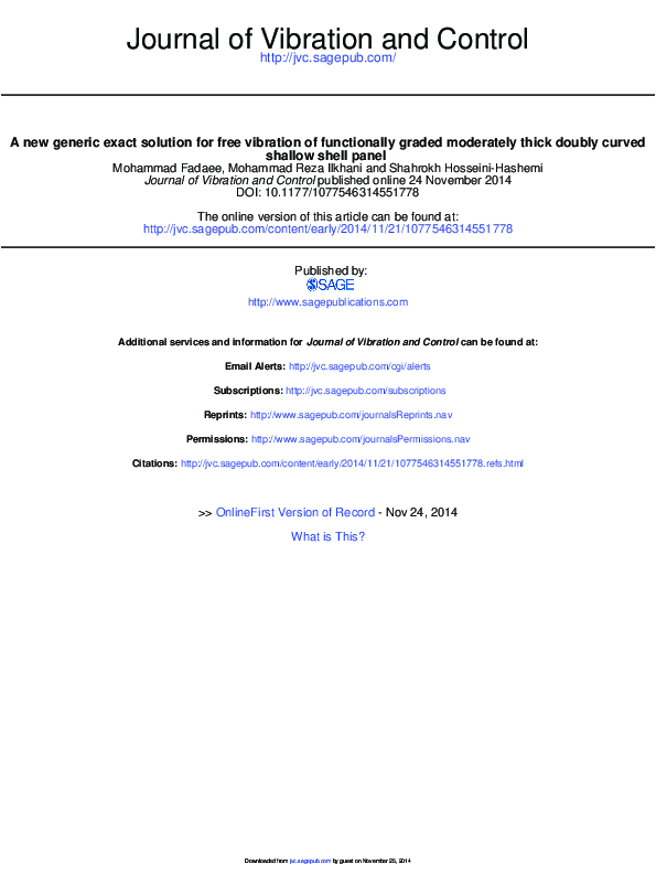 Pdf A New Generic Exact Solution For Free Vibration Of Functionally
