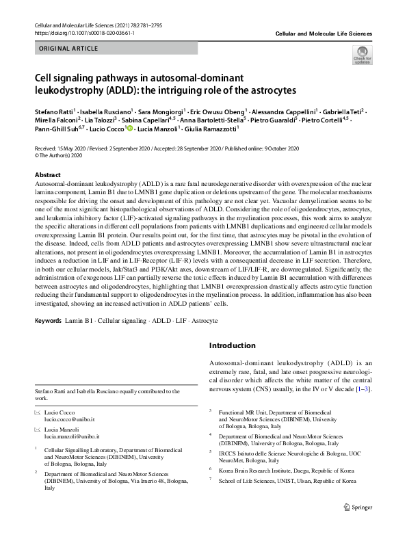 (PDF) Cell signaling pathways in autosomal-dominant leukodystrophy ...