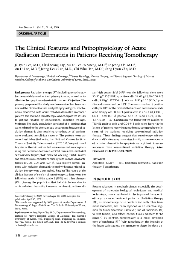 (PDF) The Clinical Features and Pathophysiology of Acute Radiation ...
