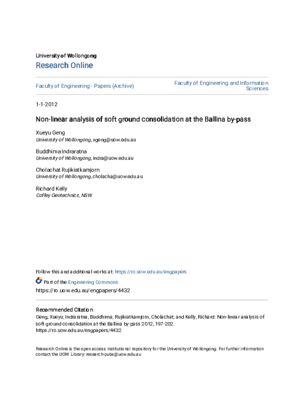 (PDF) Non-linear analysis of soft ground consolidation at the Ballina ...