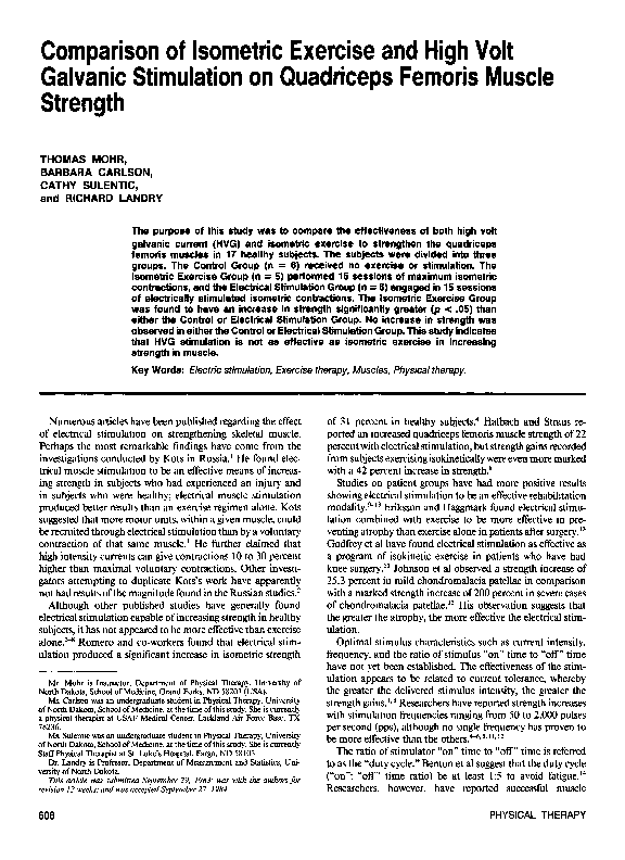 (PDF) Comparison of isometric exercise and high volt galvanic ...