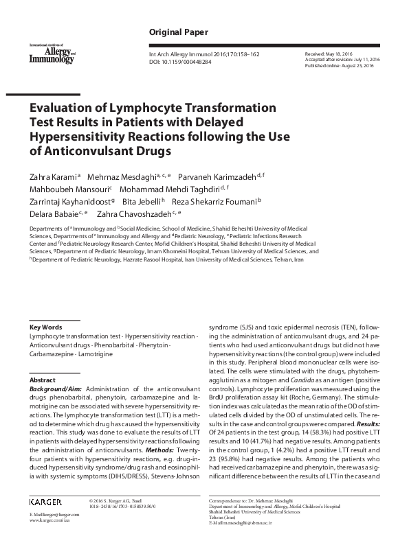 (PDF) Evaluation of lymphocyte transformation test with colorimetric ...