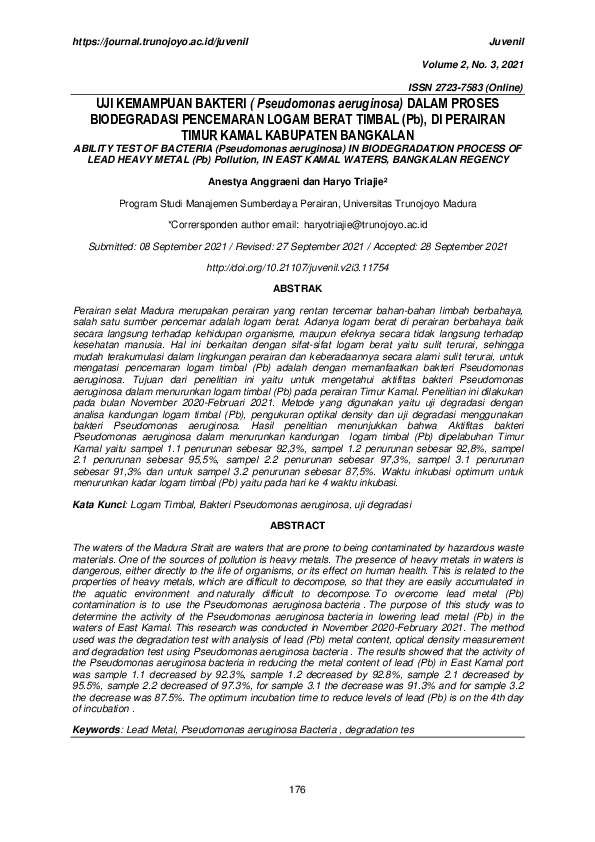(PDF) UJI KEMAMPUAN BAKTERI ( Pseudomonas aeruginosa) DALAM PROSES ...