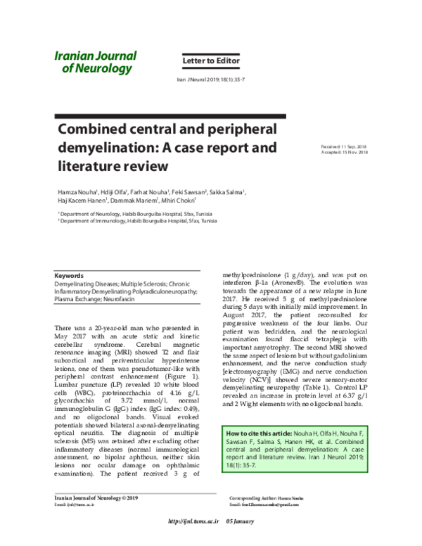 (PDF) Central and Peripheral Demyelination in Patients