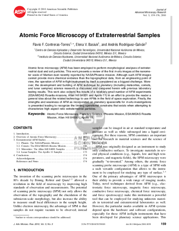 (PDF) Atomic Force Microscopy of Extraterrestrial Samples