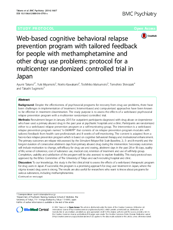 (PDF) Web-based cognitive behavioral relapse prevention program with tailored feedback for ...