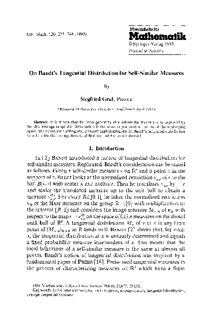 (PDF) On Bandt's tangential distribution for self-similar measures