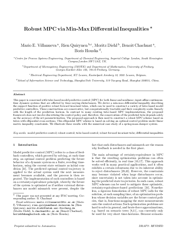 (PDF) Robust MPC via min–max differential inequalities
