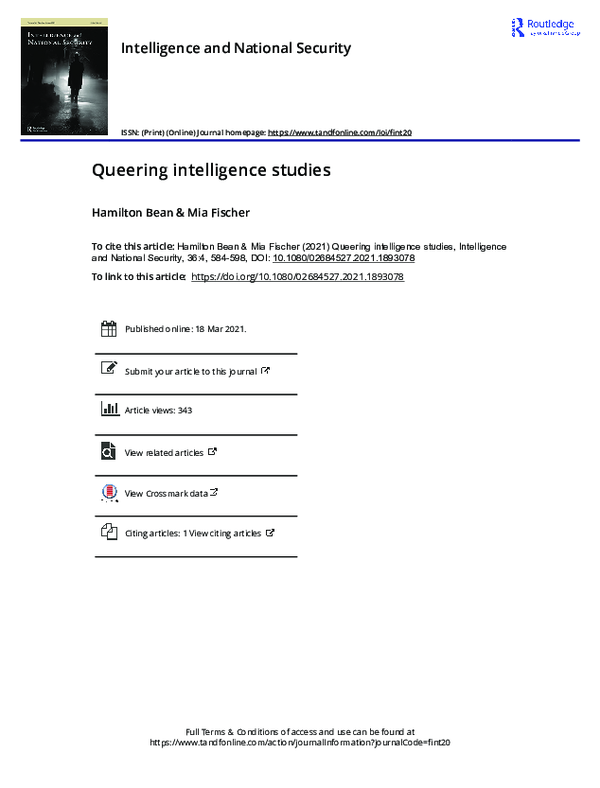 (PDF) Queering Intelligence Studies