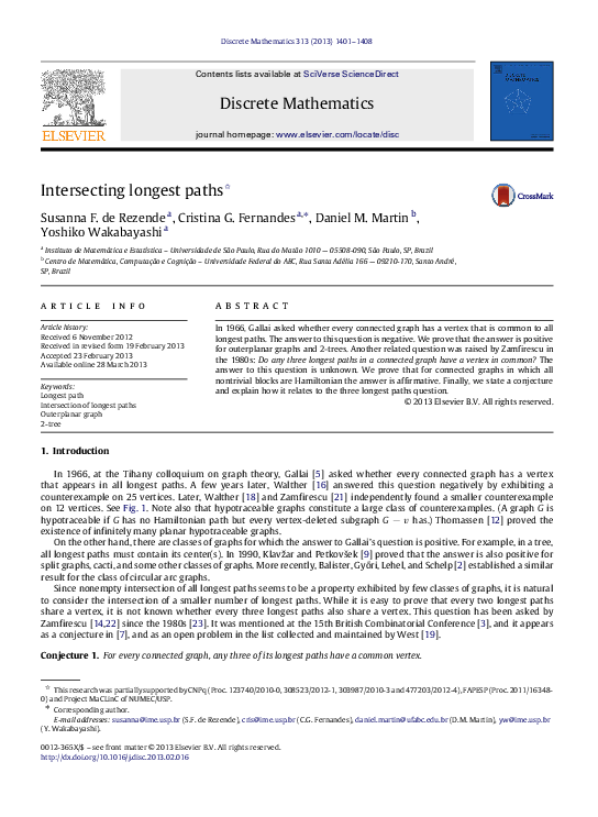 (PDF) Intersecting longest paths