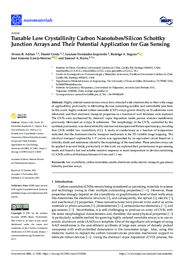 (PDF) Tunable Low Crystallinity Carbon Nanotubes/Silicon Schottky ...