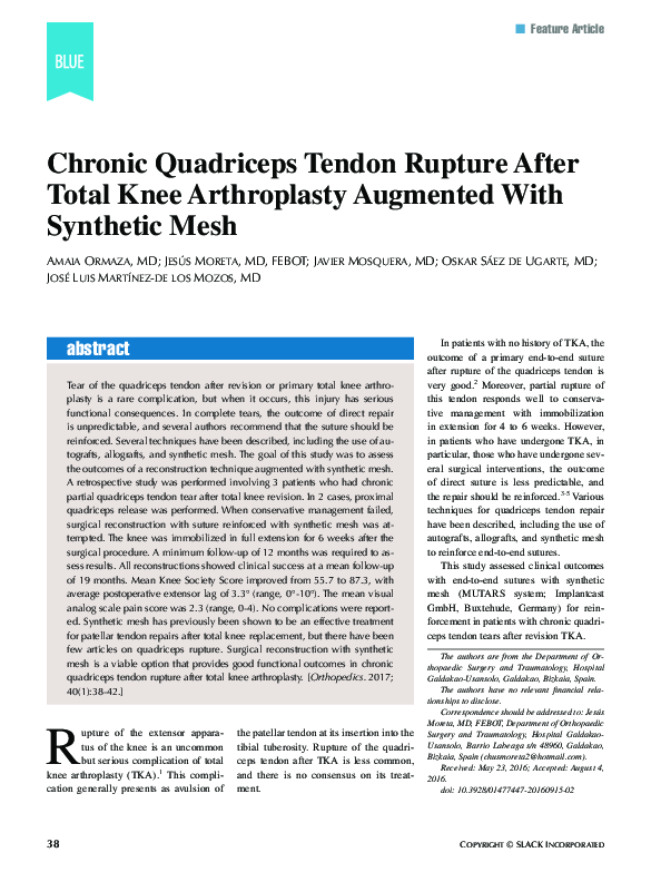 (PDF) Chronic Quadriceps Tendon Rupture After Total Knee Arthroplasty ...