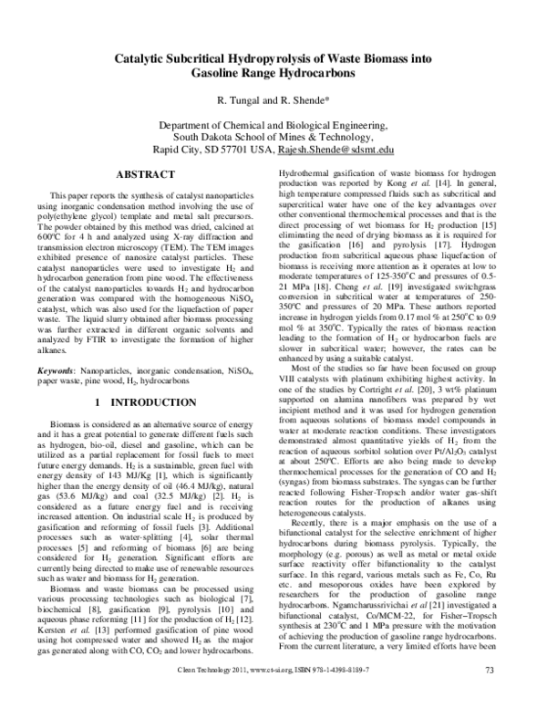 (PDF) Catalytic Subcritical Hydropyrolysis of Waste Biomass into ...