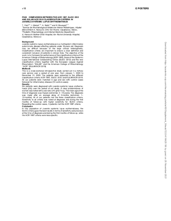 (PDF) P049 Comparison between the ACR 1997, SLICC 2012 and EULAR/ACR ...