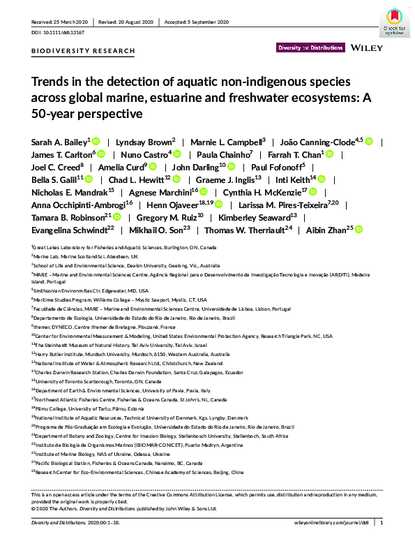 (PDF) Trends in the detection of aquatic non‐indigenous species across ...