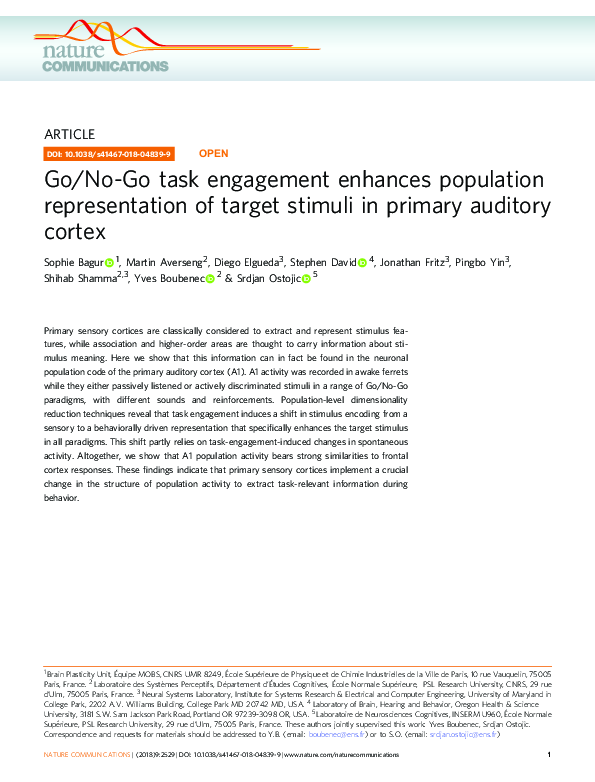 (PDF) Go/No-Go task engagement enhances population representation of ...
