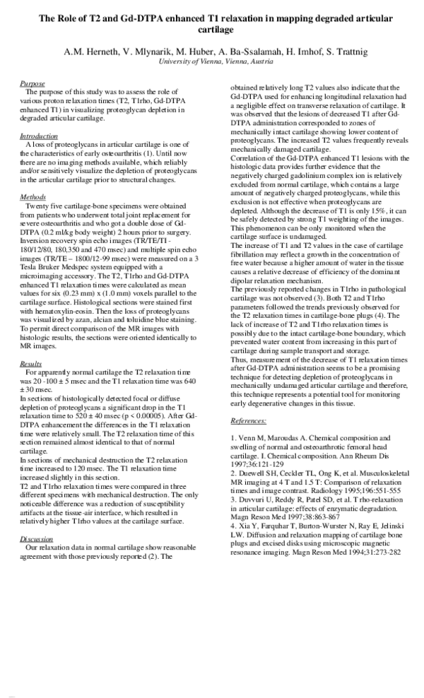 (PDF) T2 and Gd-DTPA T1 Relaxation in Articular Cartilage Imaging