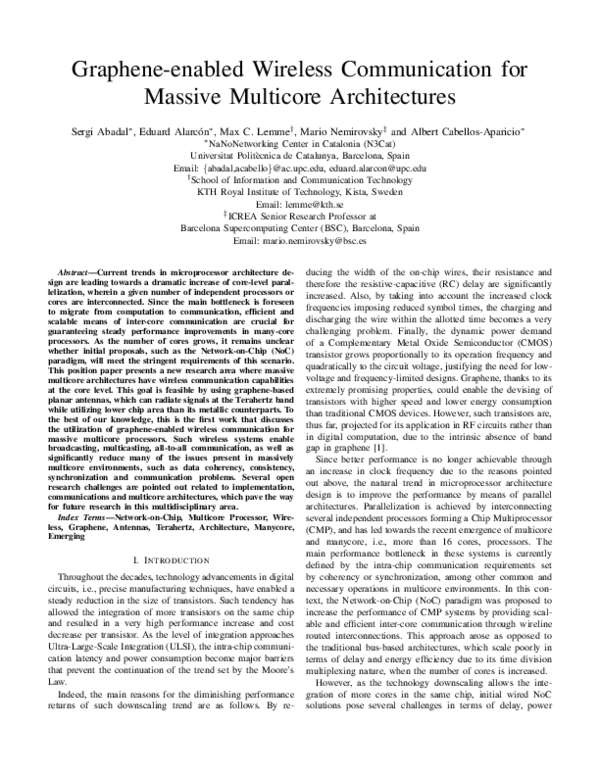 (PDF) Graphene-enabled wireless communication for massive multicore architectures