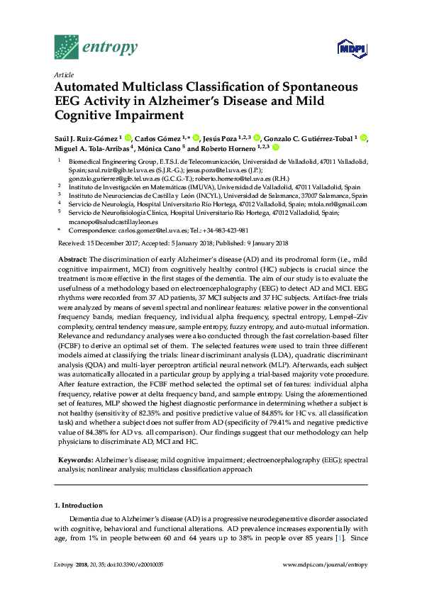 (PDF) Automated Multiclass Classification of Spontaneous EEG Activity in Alzheimer’s Disease and ...