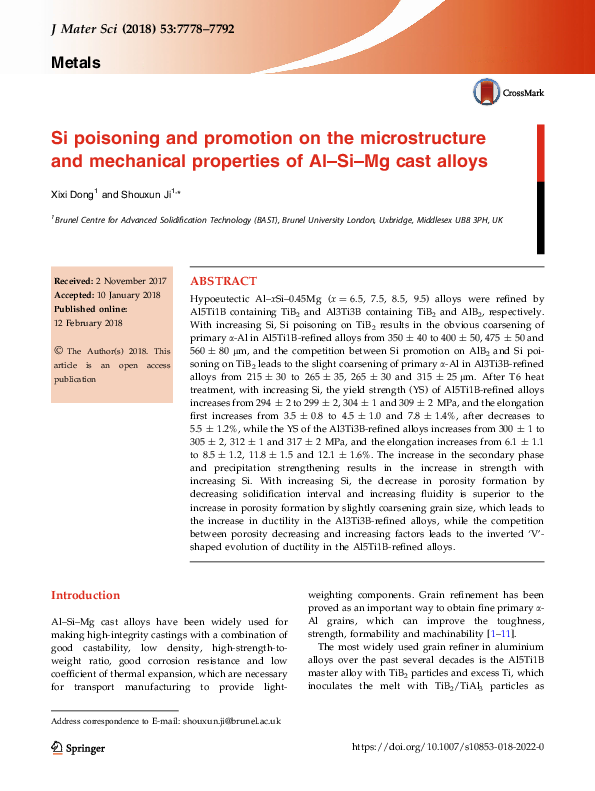 (PDF) Si poisoning and promotion on the microstructure and mechanical ...