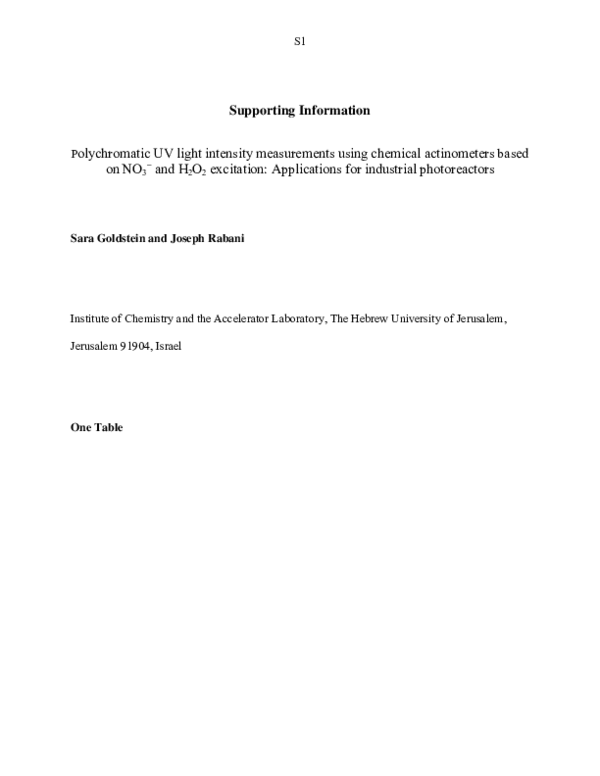 (PDF) Polychromatic UV Photon Irradiance Measurements Using Chemical ...