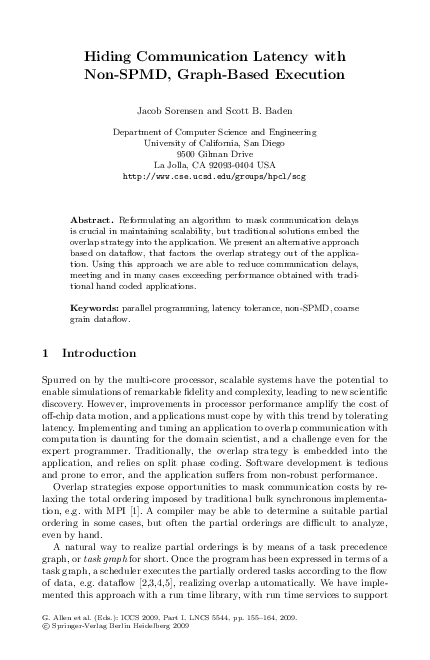 Pdf Hiding Communication Latency With Non Spmd Graph Based Execution