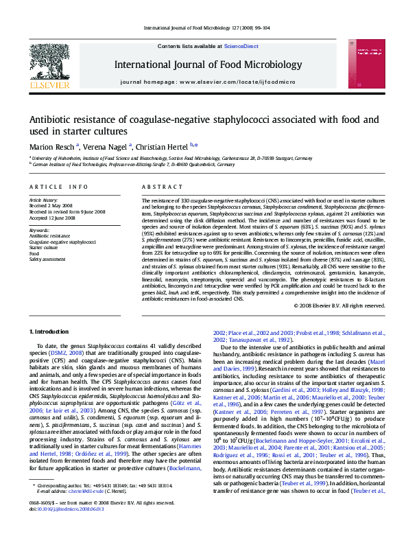 (PDF) Antibiotic resistance of coagulase-negative staphylococci ...