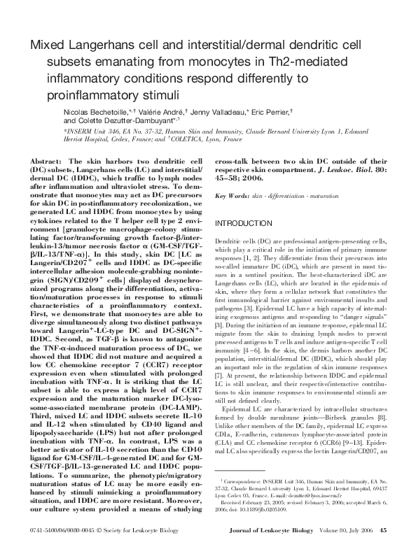 (PDF) Mixed Langerhans cell and interstitial/dermal dendritic cell ...