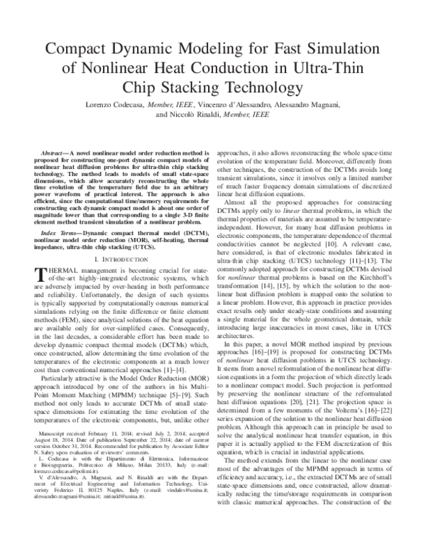 Pdf Compact Dynamic Modeling For Fast Simulation Of Nonlinear Heat Conduction In Ultra Thin