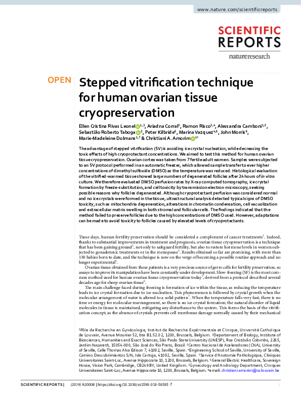 (PDF) Stepped vitrification technique for human ovarian tissue ...