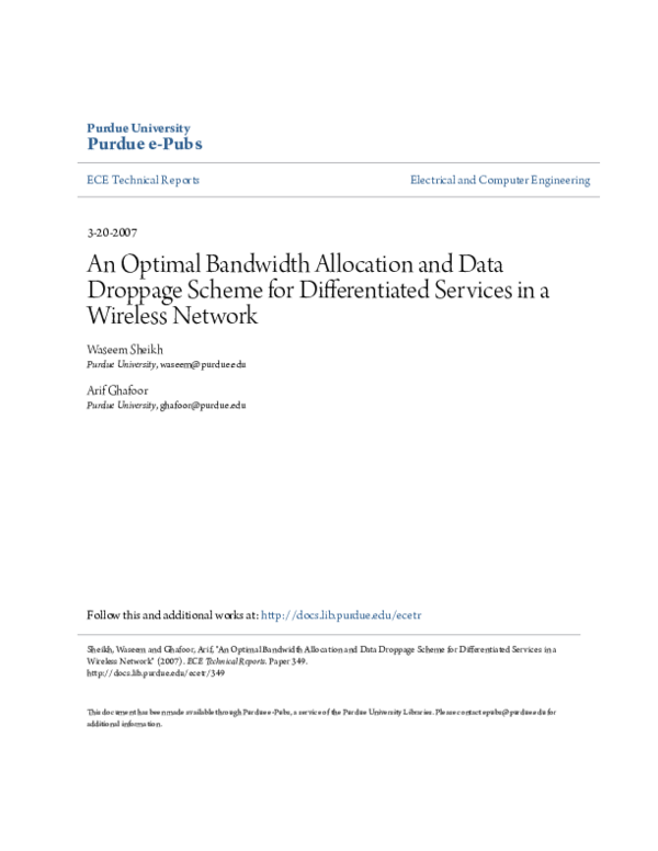 (PDF) An optimal bandwidth allocation and data droppage scheme for differentiated services in a ...