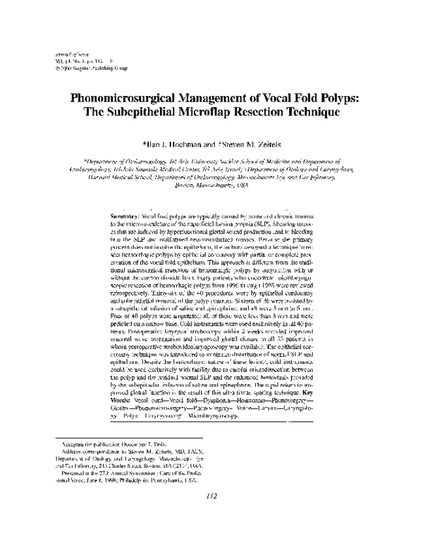 (PDF) Phonomicrosurgical management of vocal fold polyps: The ...