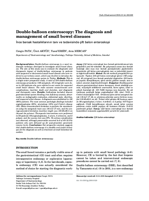 (PDF) Double-balloon enteroscopy: the diagnosis and management of small bowel diseases
