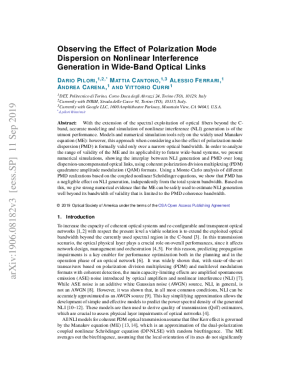 (PDF) Observing the effect of polarization mode dispersion on nonlinear interference generation ...