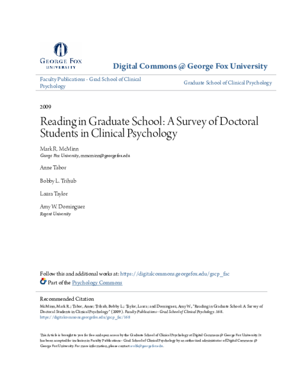 (PDF) Reading in graduate school: A survey of doctoral students in ...
