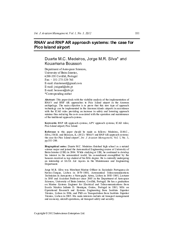 (PDF) RNAV/RNP AR Implementation at Pico Island