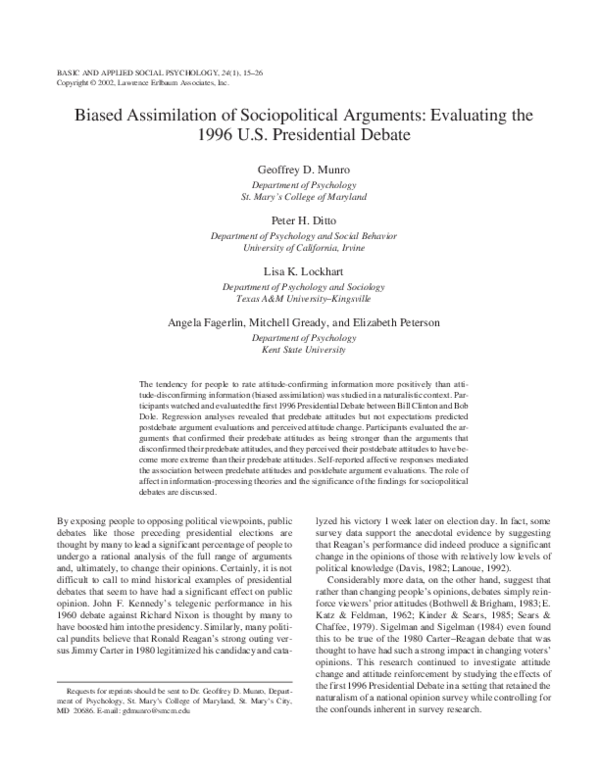 (PDF) Biased assimilation of sociopolitical arguments: Evaluating the ...