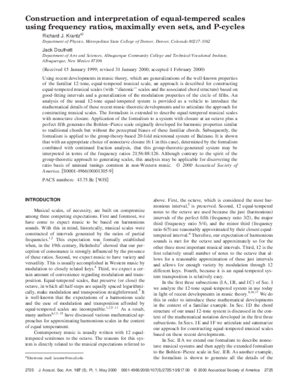(PDF) Construction and interpretation of equal-tempered scales using ...