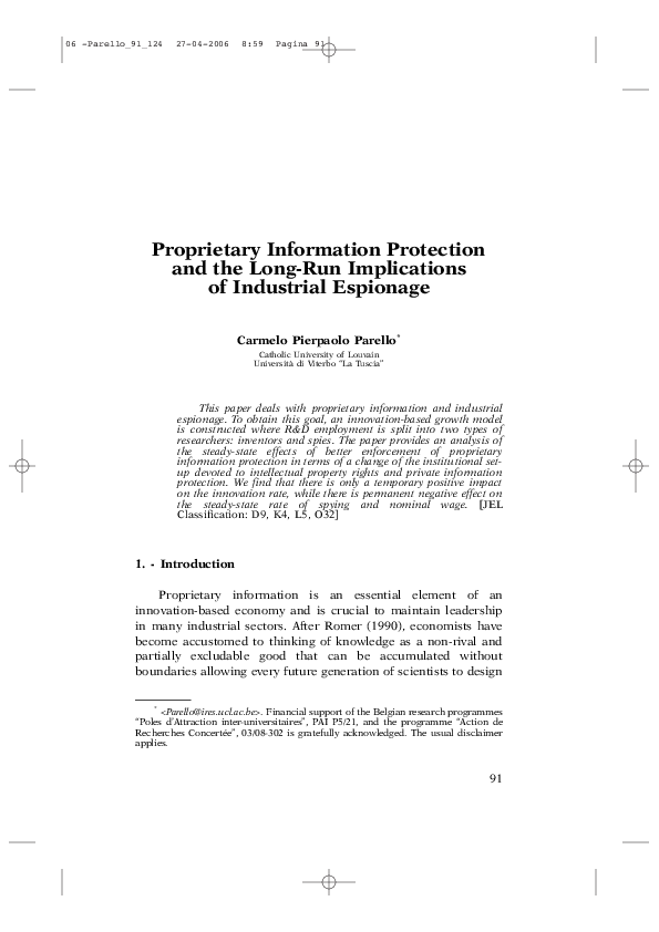 (PDF) Proprietary Information Protection and the Long-Run Implications ...
