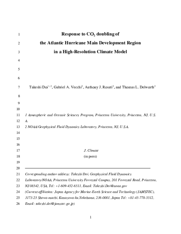 (PDF) Response to CO 2 doubling of the Atlantic Hurricane Main ...