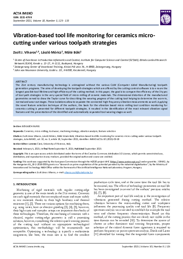(PDF) Vibration-based tool life monitoring for ceramics micro-cutting under various toolpath ...