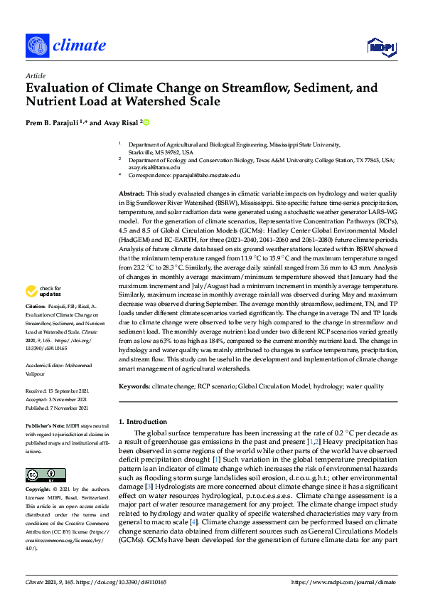(PDF) Evaluation of Climate Change on Streamflow, Sediment, and ...