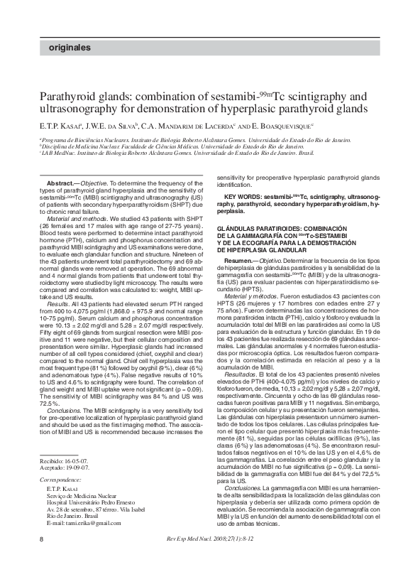 (PDF) Parathyroid glands: combination of sestamibi- 99mTc scintigraphy ...